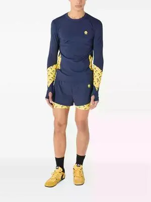 MARINE SERRE Crescent Moon Print Layered Shorts - Blue