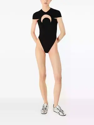 MARINE SERRE Gathered Moon Cut-out Swimsuit - Black