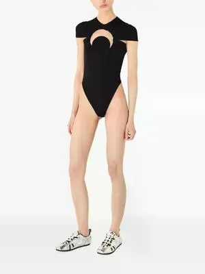 MARINE SERRE Gathered Moon Cut-out Swimsuit - Black