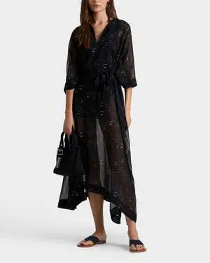 Vilebrequin Long Crêpe Georgette Kaftan "bubble 3d" Louane
