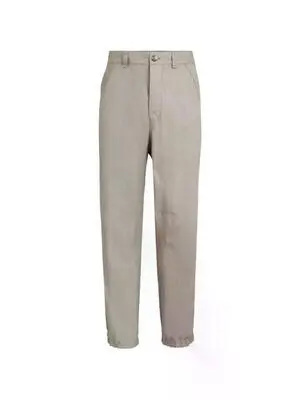 Brunello Cucinelli Linen Micro Chevron Trousers With Drawstring Hem - Neutrals