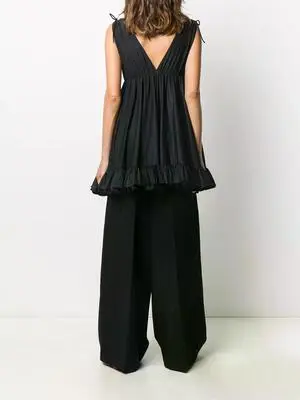 Balenciaga V-neck Ruffle Hem Top