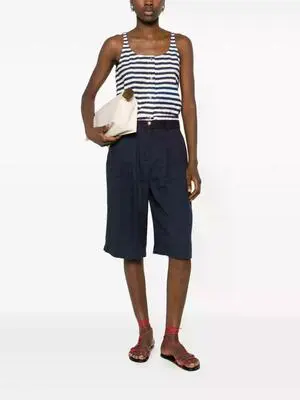 Maje Striped Linen-blend Cropped Top - Blue