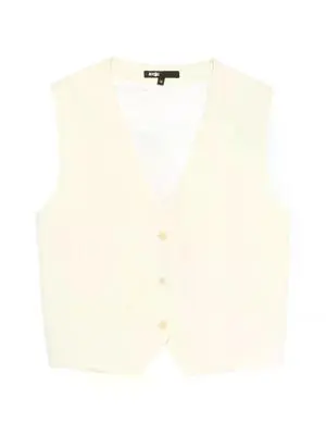 Maje Sleeveless V-neck Vest - Yellow