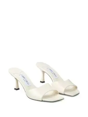 JIMMY CHOO Skye 70 Leather Square Toe Sandals - White