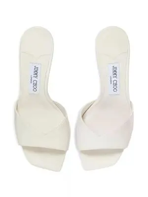 JIMMY CHOO Skye 70 Leather Square Toe Sandals - White