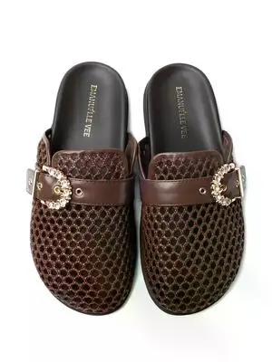 EMANUELLE VEE Crystal-embellished Slip-on Sandals