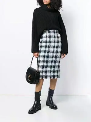 Alexander McQueen Plaid Tweed Knee-length Skirt