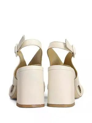 L'ARIANNA Cream Twist-detail Slingback Sandals