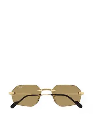 Cartier Rimless Geometric Frame Sunglasses - Gold