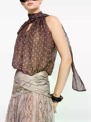 Elie Saab Polka-dot Chiffon Halter Neck Top
