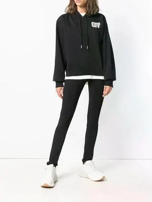 Off-White Cotton Jersey Drawstring Hoodie