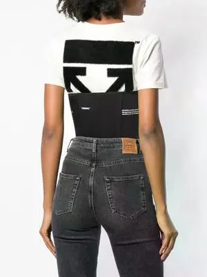 Off-White Cupless Corset Top With Silver-tone Ring Zipper
