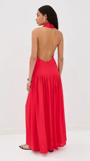 Proenza Schouler Red Viscose Halter Neck Maxi Dress