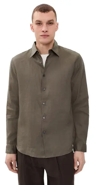 Theory Irving Relaxed Linen Shirt - Morel