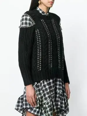 Alexander McQueen Chain Detail Cold Shoulder Sweater