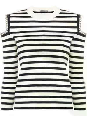 Alexander McQueen Chain-embellished Striped Jumper - Neutrals