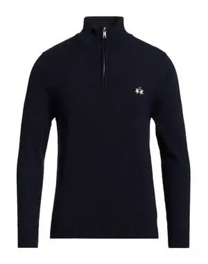 LA MARTINA Lambswool And Nylon Half-zip Pullover - Blue
