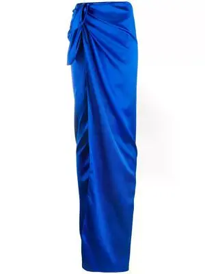 Balenciaga Royal Satin Wrap Maxi Skirt - Blue