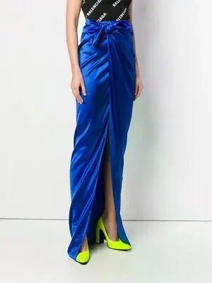 Balenciaga Royal Satin Wrap Maxi Skirt