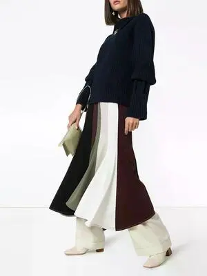 JW Anderson Asymmetrical Foldover Neck Ribbed Knit Sweater With Gold-tone Snap-buttons
