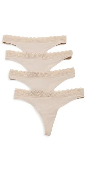STRIPE & STARE Zigzag Lace Thong 4-pack - Sand