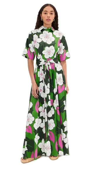 Borgo De Nor Posie Maxi Dress With Floral Print And Belted Waist