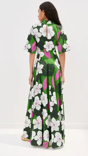 Borgo De Nor Posie Maxi Dress With Floral Print And Belted Waist