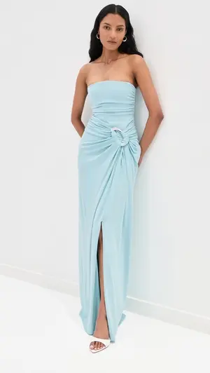 Simkhai Sleeveless Bustier Gown With Ring Embellishment - Pool