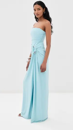 Simkhai Sleeveless Bustier Gown With Ring Embellishment - Pool