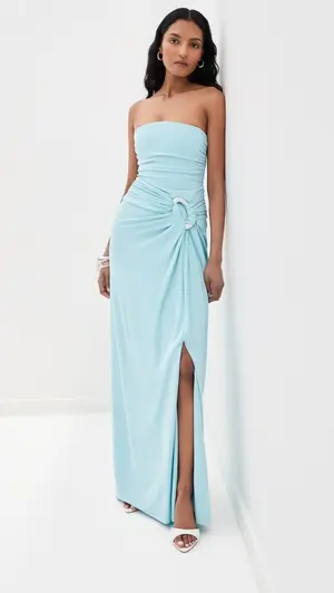 Simkhai Sleeveless Bustier Gown With Ring Embellishment - Pool