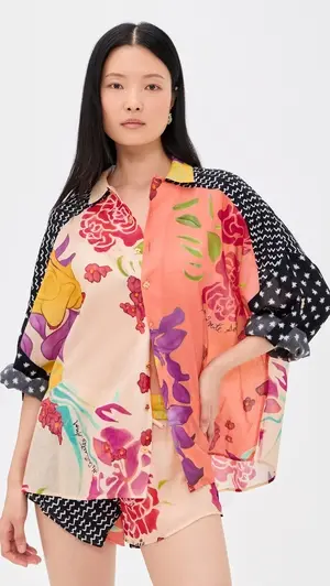 DONDE ESTEBAN Graphic Print Button-down Shirt