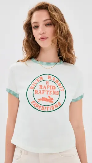 MOTHER The Itty Bitty Ringer Tee With Tie-dye Trim - River Rabbit