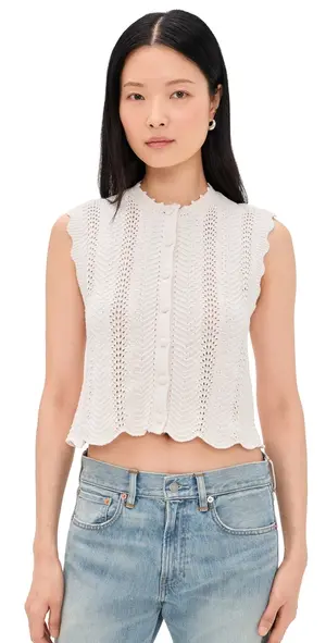 Madewell Kim Wavy Stitch Vest - Vintage Ivory