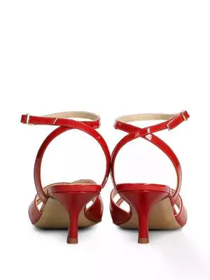 FABIO RUSCONI Patent Crossover Strap Sandals - Red