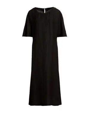 120% Lino Midi Dress Linen - Black