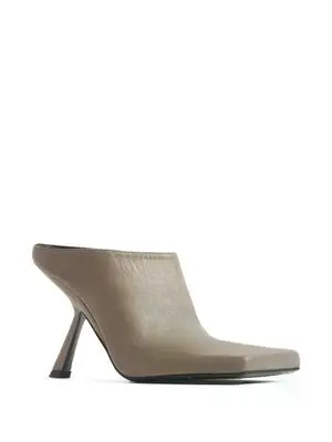 MUGLER Square-toe Leather High Stiletto Heel Mules
