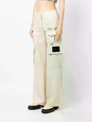 Off-White Virgin Wool Wide-leg Cargo Trousers - Neutrals