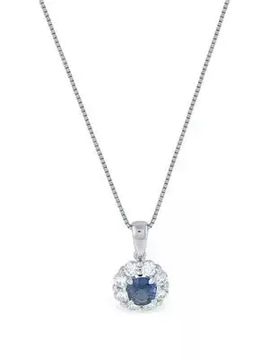 LB EXCLUSIVE Sapphire And Diamond Pendant Necklace In Platinum - Silver