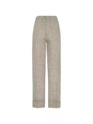 D.exterior Linen Turn-up Trousers