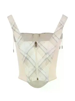VIVIENNE WESTWOOD Check Print Distressed Top With Self-tie Shoulder Straps