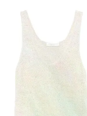 ROBERTO COLLINA Open-knit V-neck Sleeveless Top - Neutrals