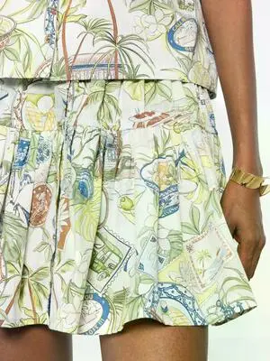 Maje Postcard Print Ruffled Skirt - Green