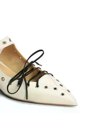 ALCHIMIA Lace-up Embellished Wedge Mules - Neutrals