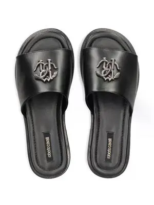Roberto Cavalli Monogram-appliqué Flat Sandals