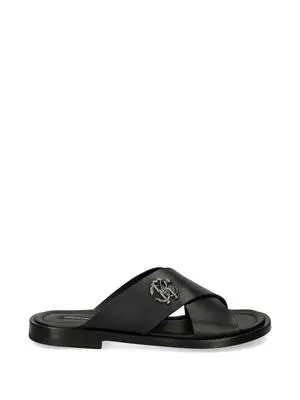 Roberto Cavalli Mirror Snake Flat Sandals