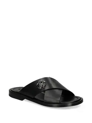 Roberto Cavalli Mirror Snake Flat Sandals