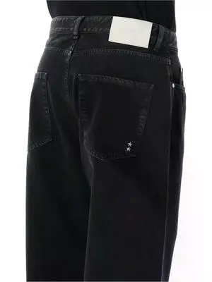 ICON DENIM LOS ANGELES Wide Leg Jeans With Star Embroidery - Black