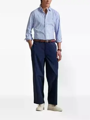 Polo Ralph Lauren Vertical-stripe Logo-embroidered Shirt - Blue