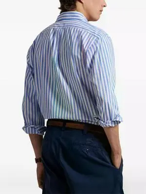 Polo Ralph Lauren Vertical-stripe Logo-embroidered Shirt - Blue